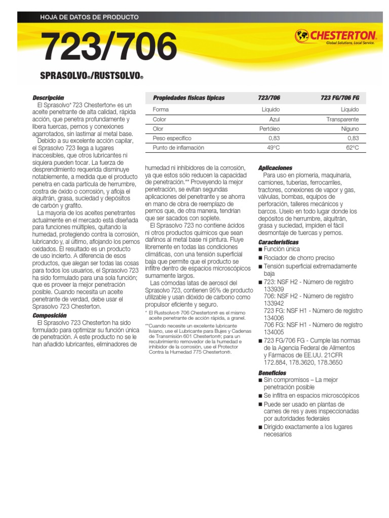 Aflojatodo 723 Chesterton | PDF | Corrosión | Lubricante