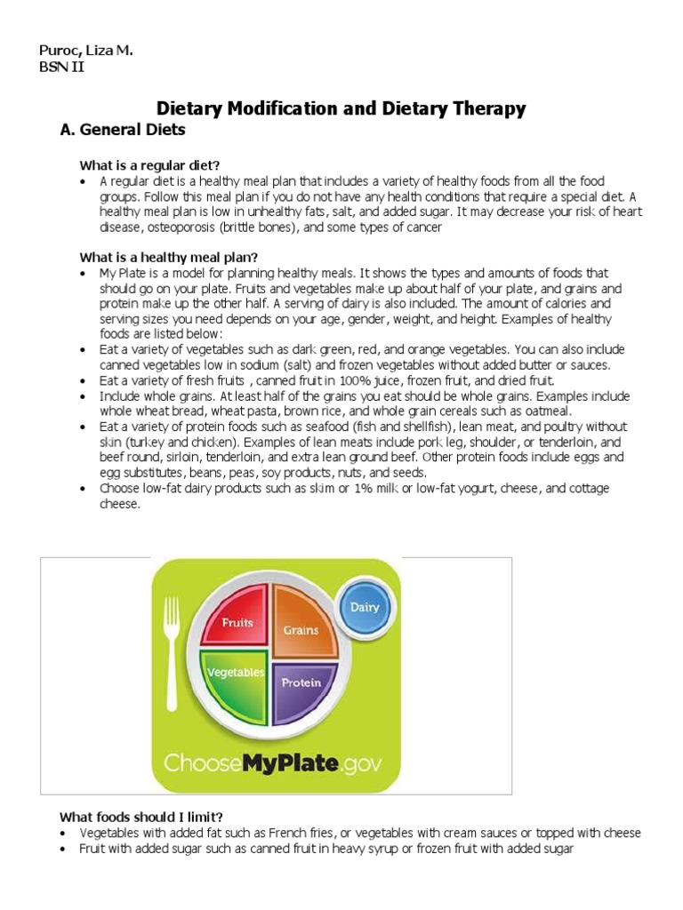Dietary Modification and Dietary Therapy | PDF | Dietary Fiber | Diet ...
