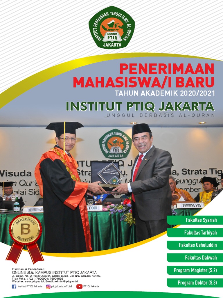 Penerimaan Mahasiswa Baru Institut PTIQ Jakarta Tahun Akademik 2020/ ...