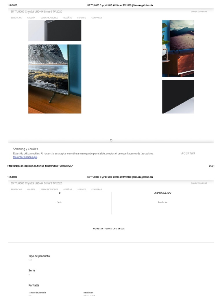 55" TU8000 Crystal UHD 4K Smart TV 2020 - Samsung Colombia | PDF | Hdmi ...