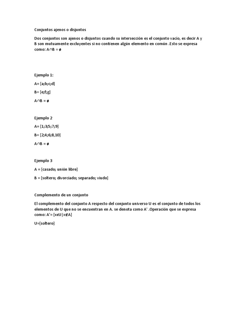 Conjuntos Ajenos o Disjuntos | PDF