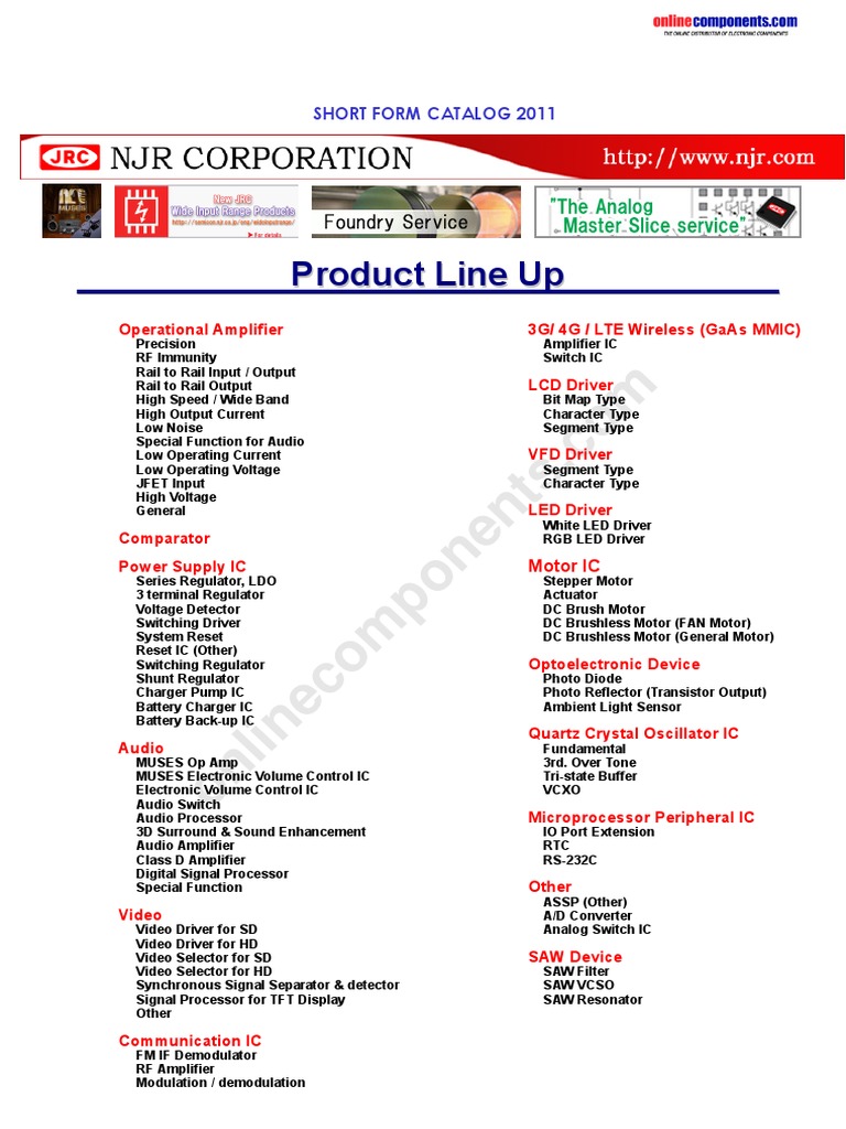 2011 - NJR Short Catalog | PDF | Detector (Radio) | Amplifier