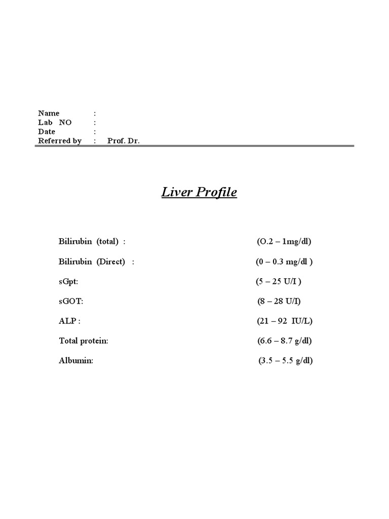 Liver Profile Test Results Summary | PDF