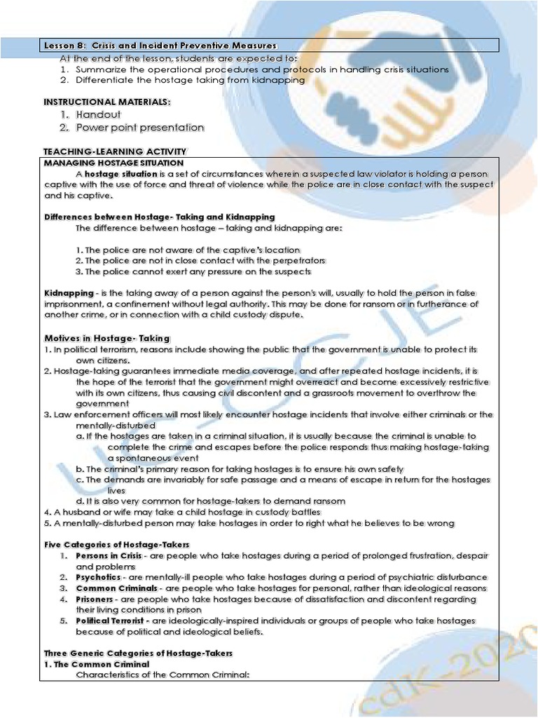 CRIM 5 Lesson 8 PDF | PDF | Hostage | Kidnapping