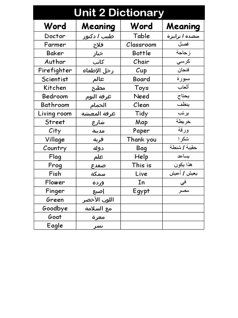 Unit 2 Dictionary | PDF