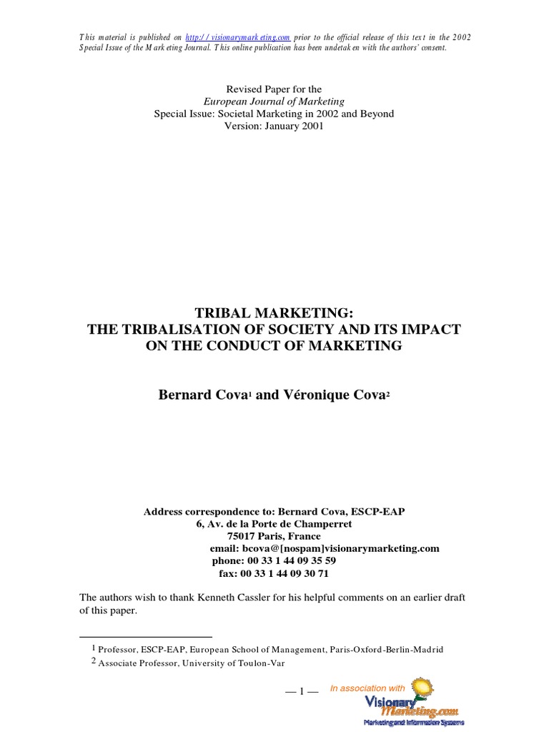 Tribal Marketing | PDF | Market Segmentation | Consumer Behaviour