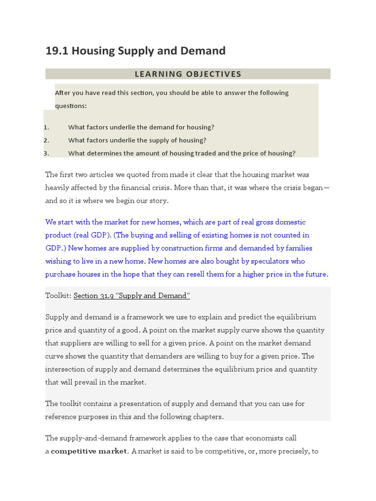 Urban Housing Supply and Demand | PDF