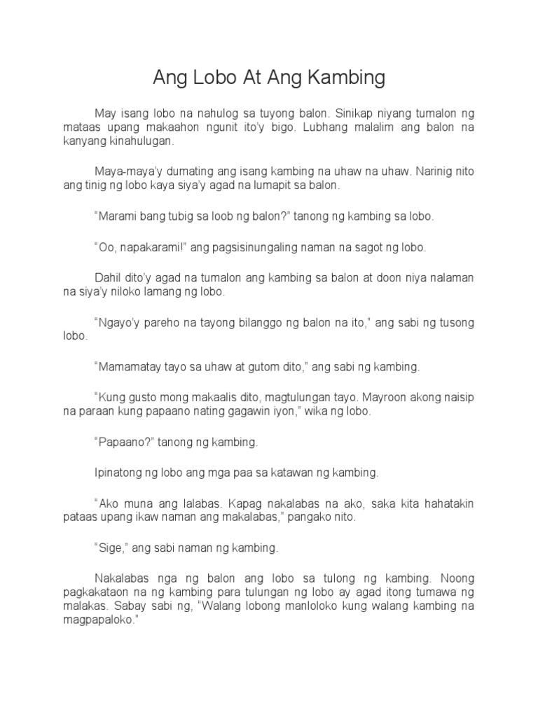 Ang Lobo at Ang Kambing | PDF