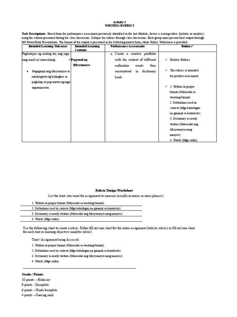 Holistic Rubrics | PDF
