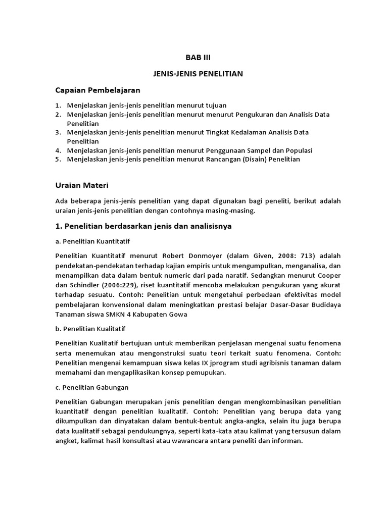 Bab 3 Jenis-Jenis Penelitian | PDF