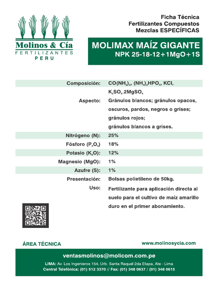 Fertilizantes MOLIMAX MAÍZ | PDF
