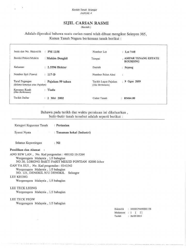 Sijil Carian Rasmi | PDF
