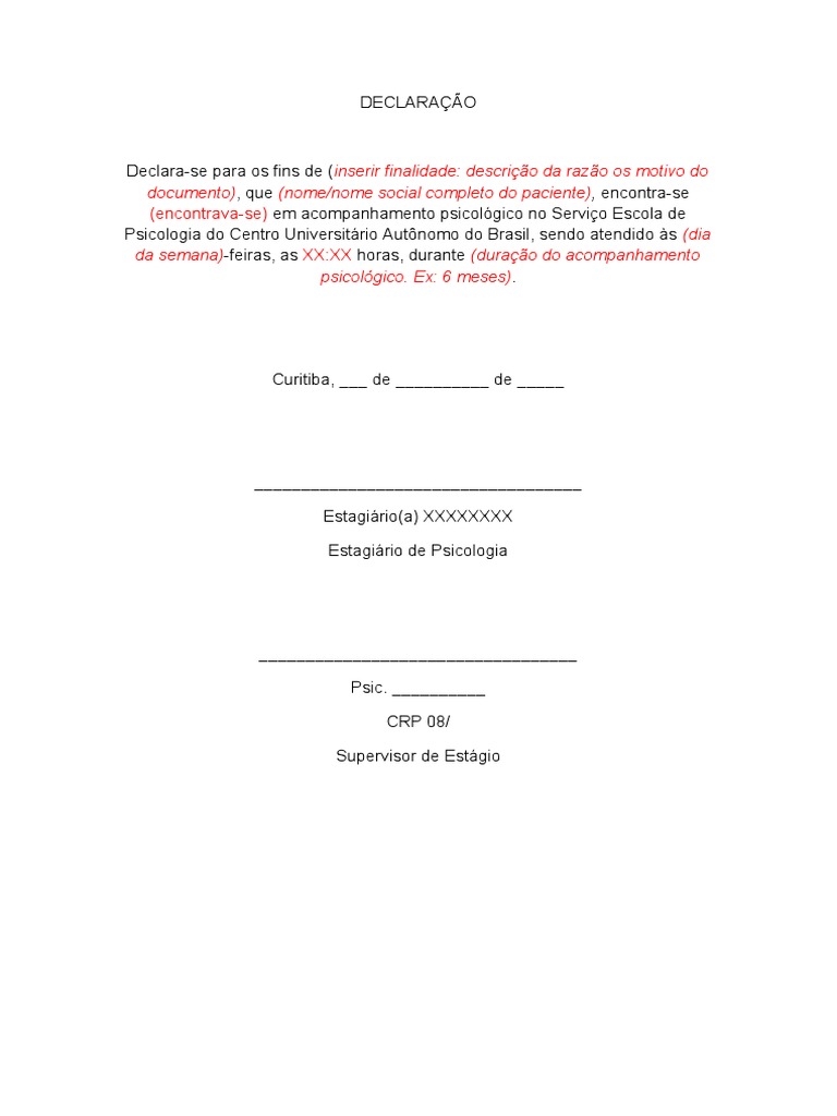 Modelo de Declaração | PDF