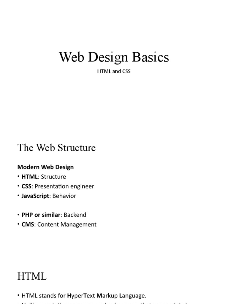 Web Design Basics: HTML and Css | PDF | Html Element | Html