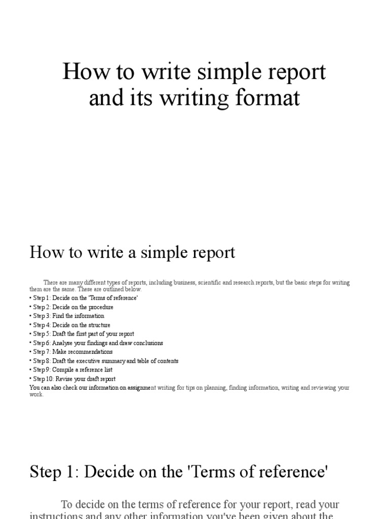 Simple Report Writing Guide | PDF | Information | Cognition