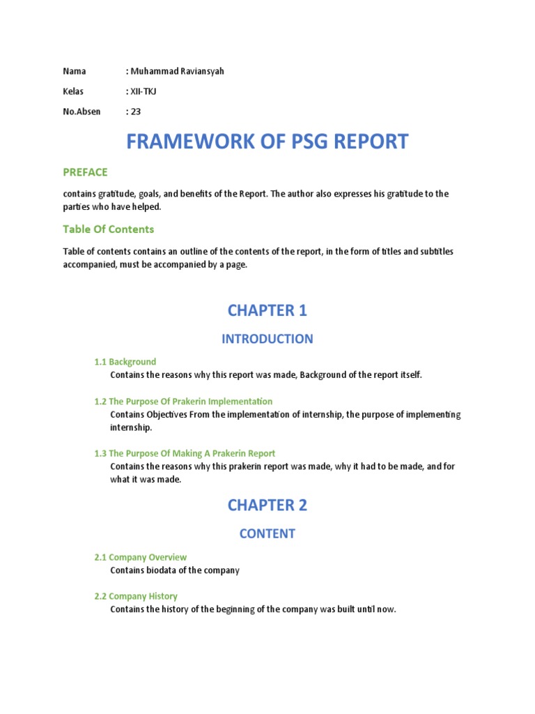 Framework of PSG Report - 23 | PDF