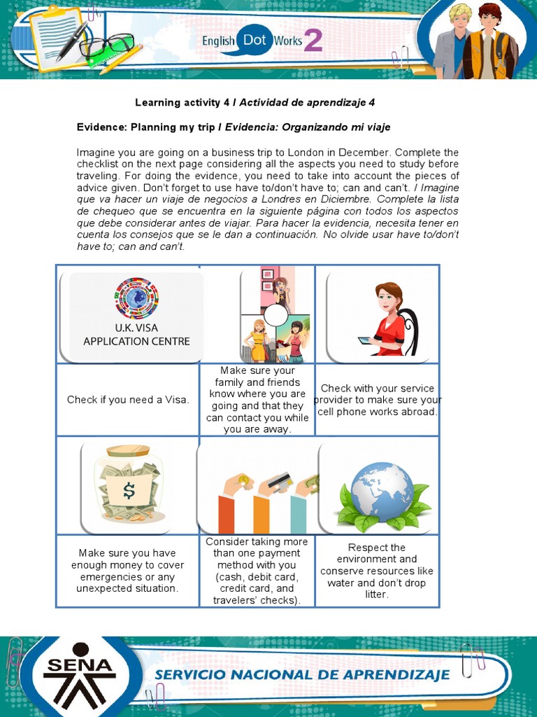 Learning Activity 4 / Actividad de Aprendizaje 4 Evidence: Planning My ...
