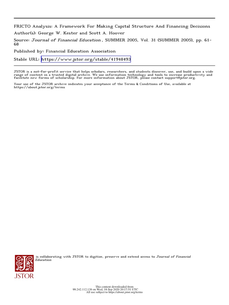 FRICTO Analysis | PDF | Capital Structure | Stocks