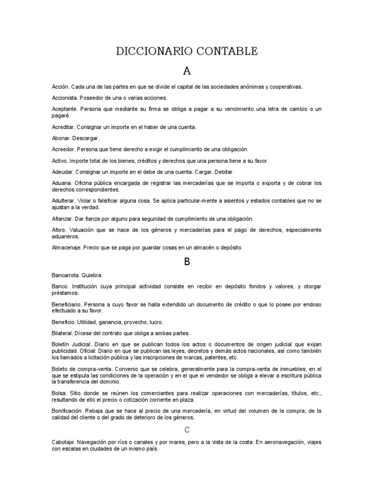Diccionario Contable | PDF | Contabilidad | Pagos