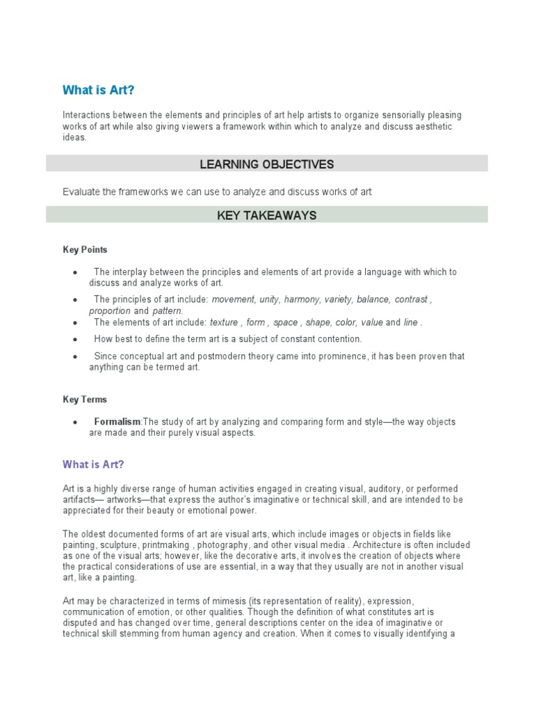 What Is Art?: Learning Objectives | PDF | Aesthetics | Paintings