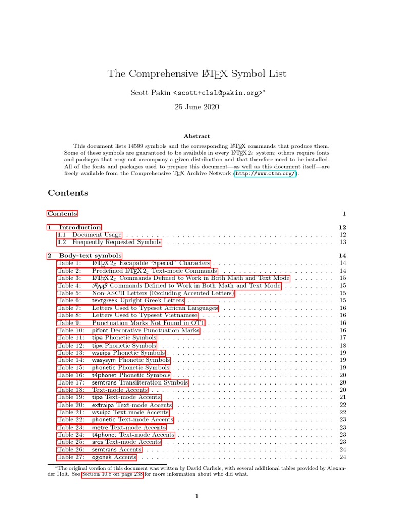 The Comprehensive L TEX Symbol List | PDF | Notation | Text