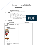 Kindergarten Air Transportation Lesson Plan | PDF | Aircraft | Transport