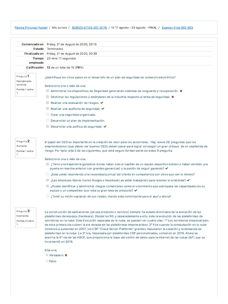 Examen Final ISO-923 - Revisión Del Intento | PDF | Teléfonos móviles | Telefonía móvil