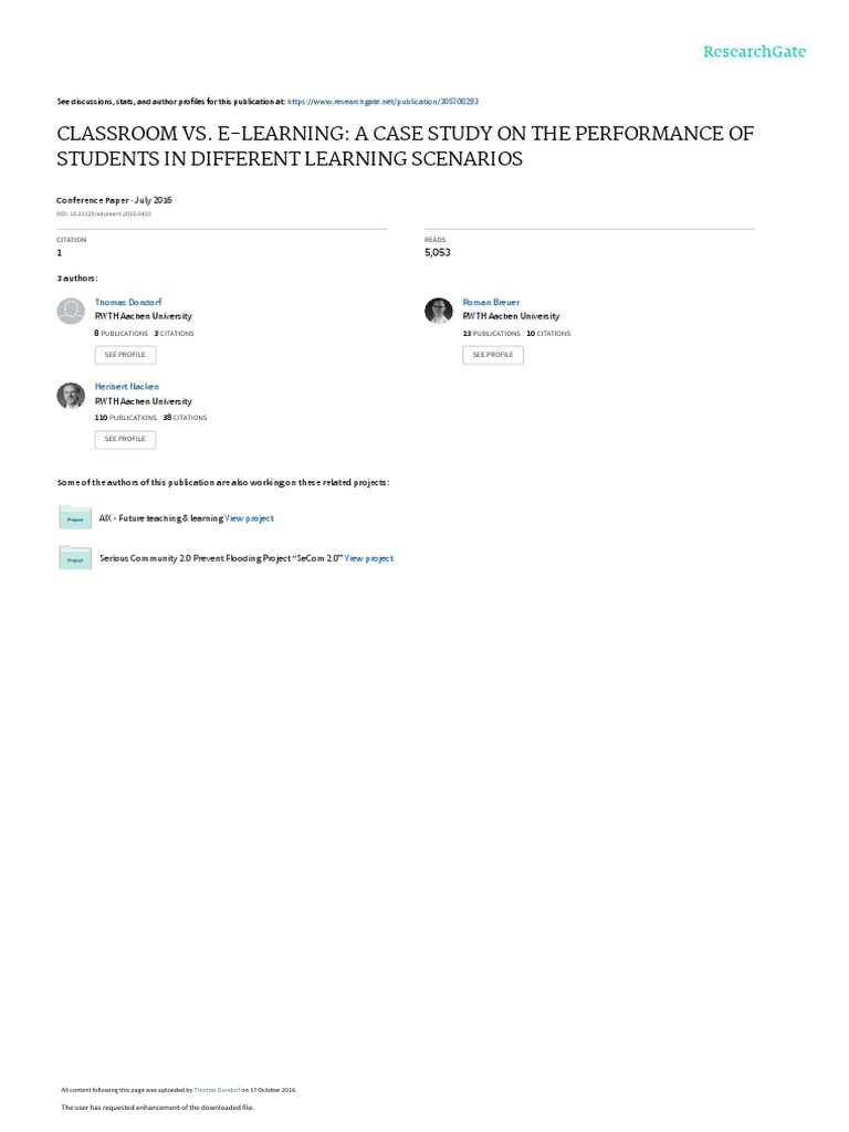 Classroom vs. E-Learning: A Case Study On The Performance of Students ...