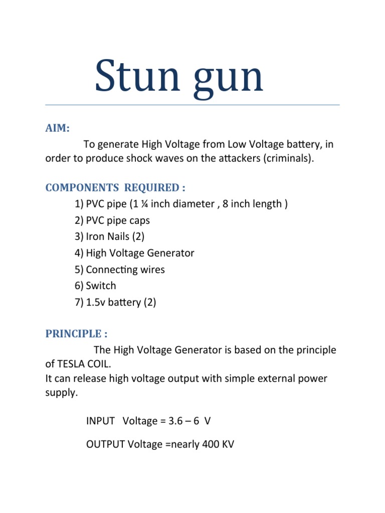 Stun Gun | PDF | High Voltage | Electromagnetism