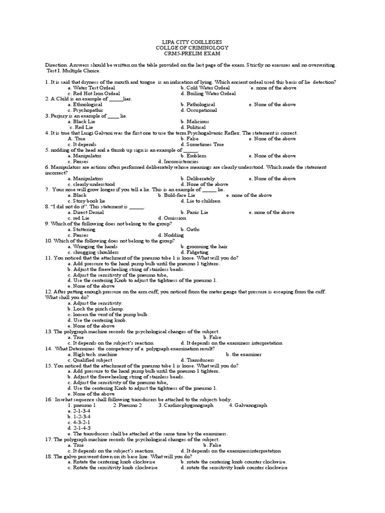 Polygraphy Finals | PDF | Polygraph | Question