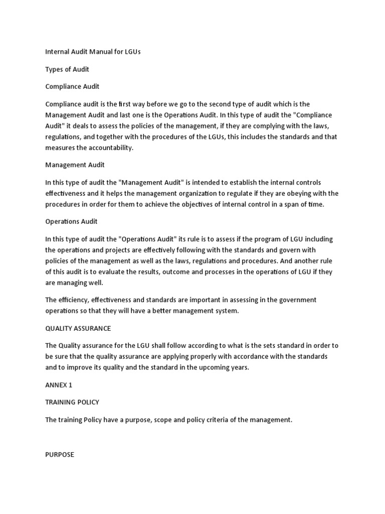 Internal Audit Manual | PDF | Internal Control | Audit