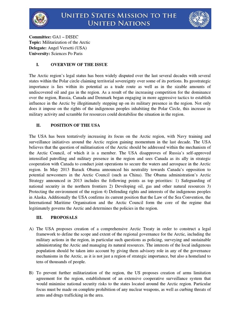 Militarization of The Arctic Position Pa PDF | PDF | Arctic | National ...