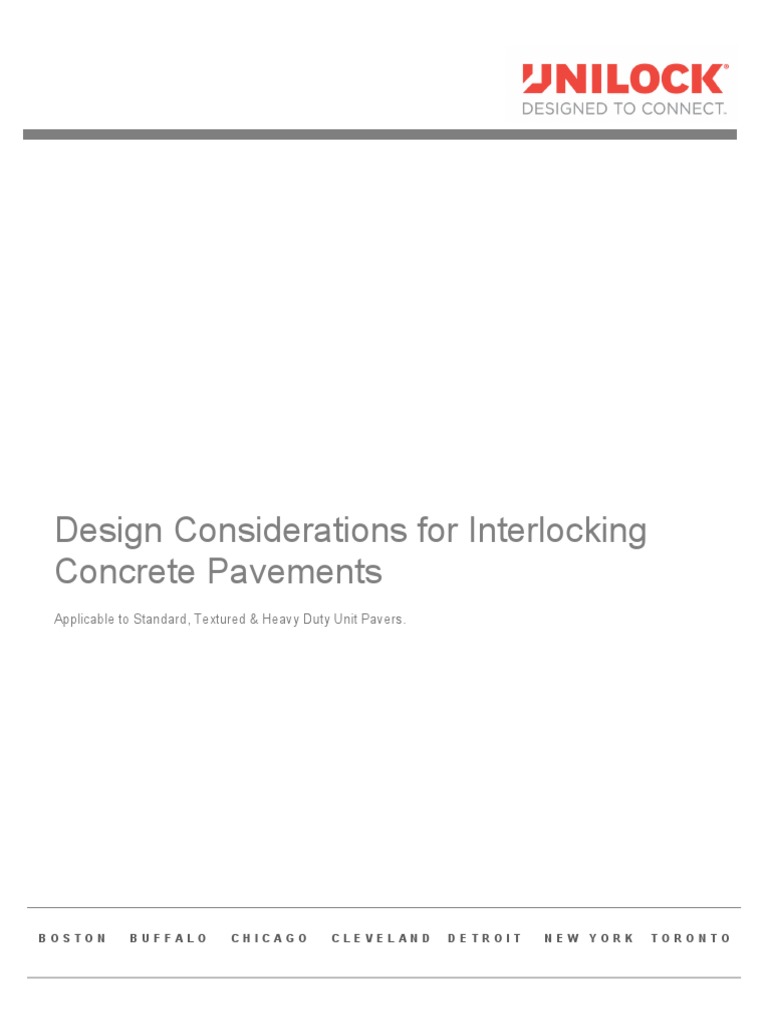 Design Considerations For Interlocking Concrete Pavements: Applicable ...
