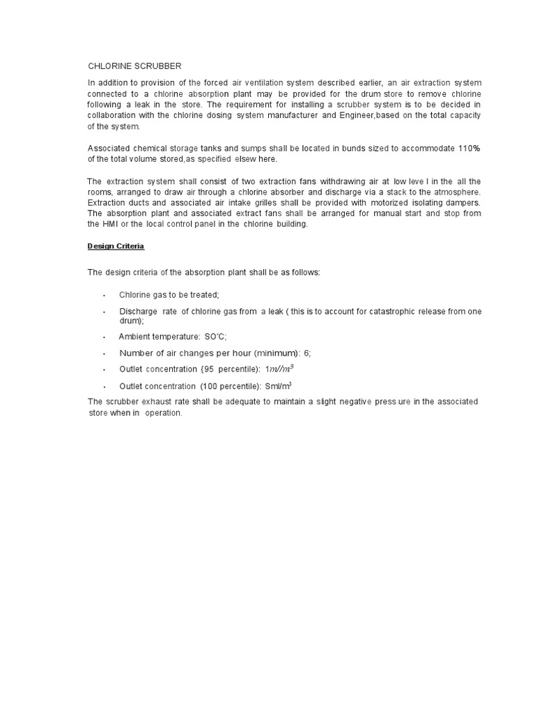 Chlorine Scrubber System Design Guide | PDF | Pipe (Fluid Conveyance ...