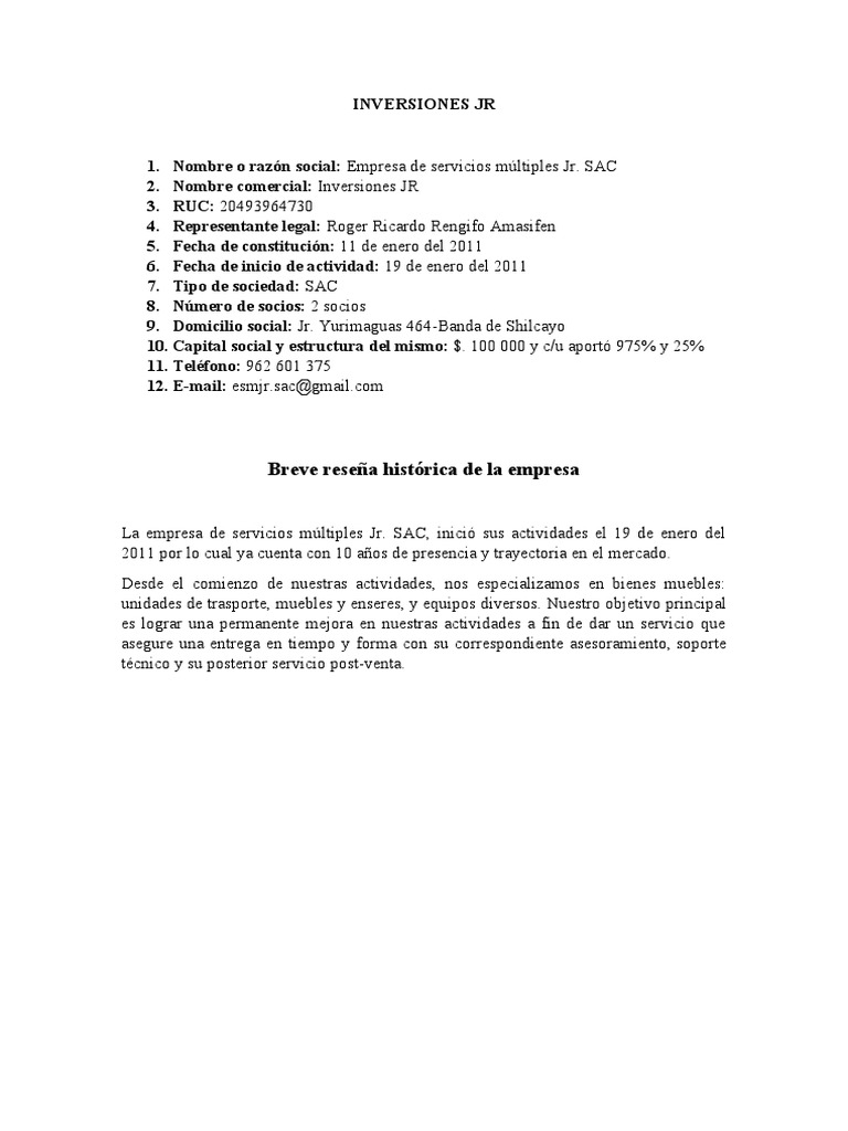 Inversiones JR | PDF