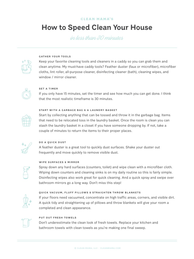 How To Speed Clean House by Clean Mama | PDF