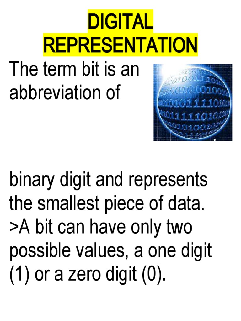 Digital Representation The Term Bit Is An Abbreviation of | PDF ...