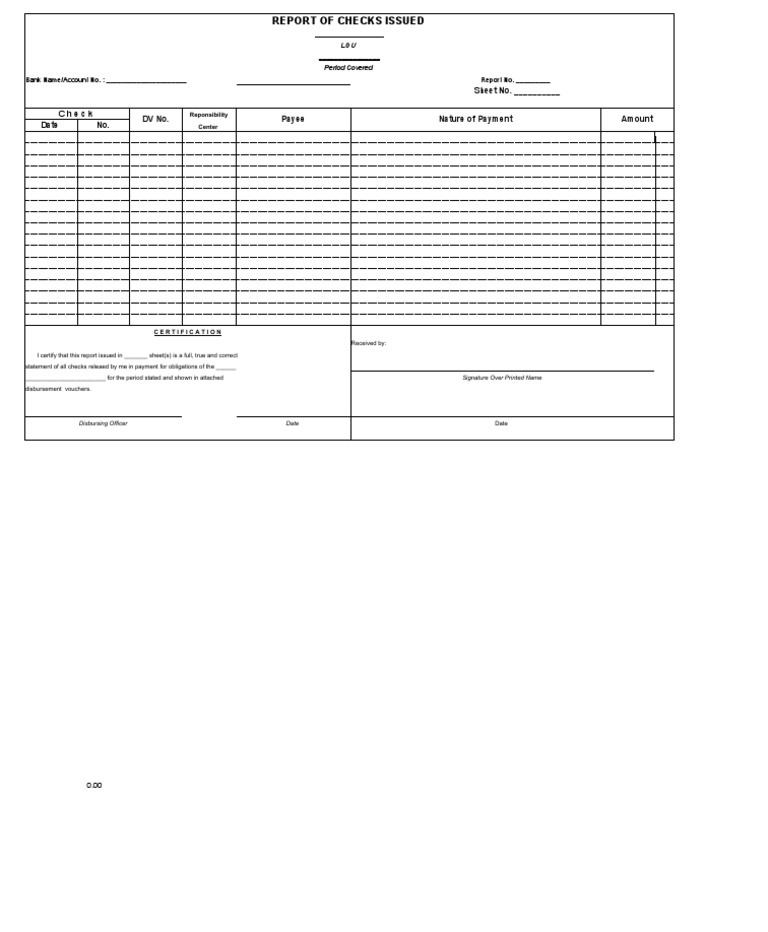 2025 Check Issuance Report Template | PDF
