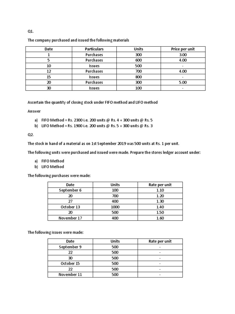 Practical Problems On LIFO and FIFO | PDF | Economies | Business