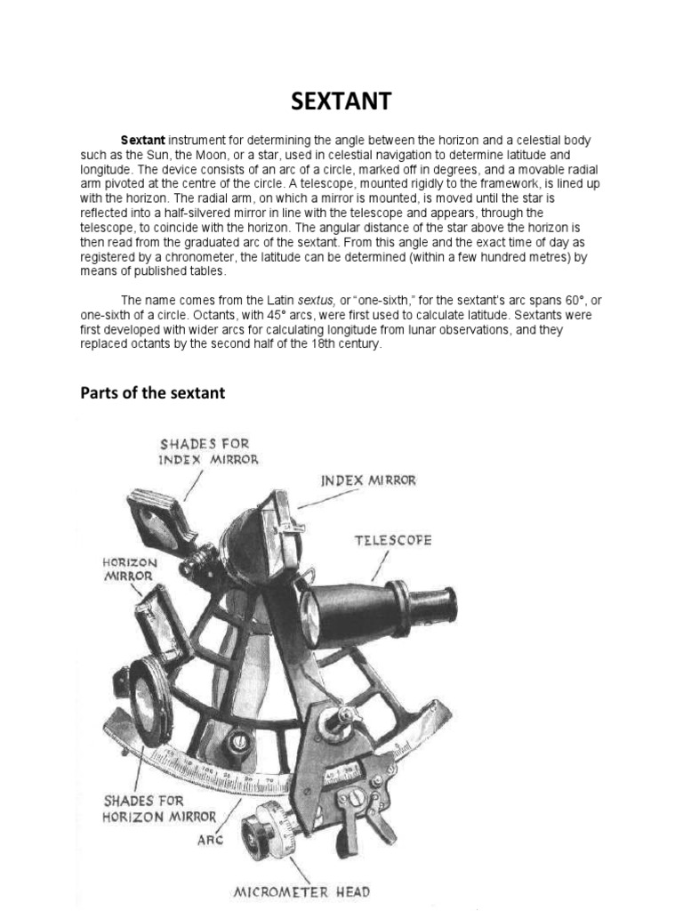 Sextant Parts Of The Sextant Pdf Horizon Geography