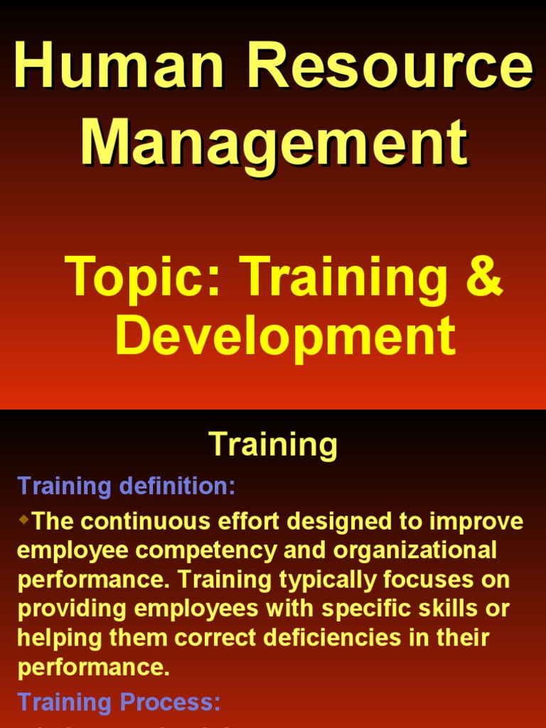 HRM Topic 12 - T D | PDF | Human Resources | Learning