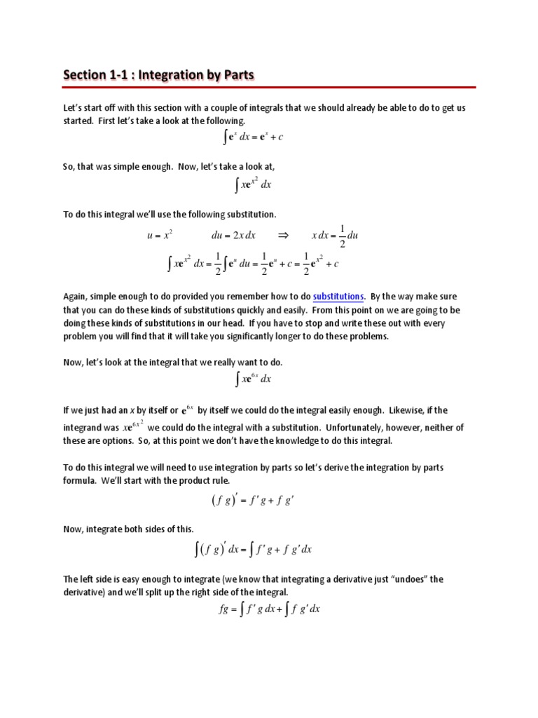 Integration by Parts Formula | PDF | Integral | Mathematical Relations