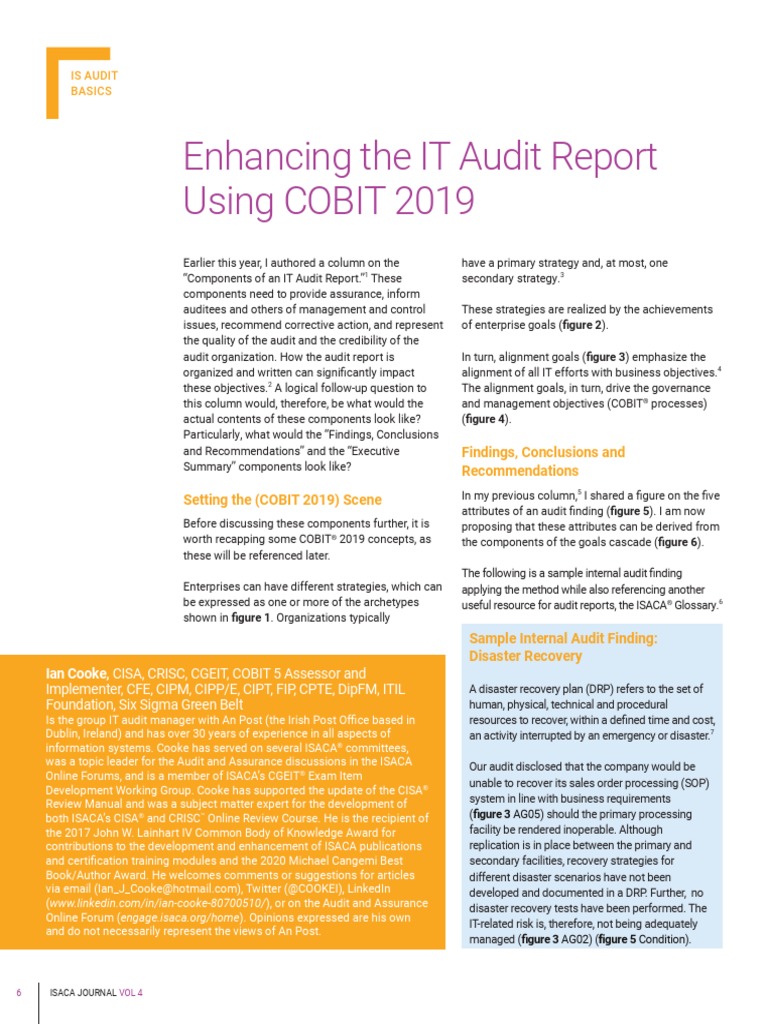 Enhancing The It Audit Report Using Cobit 2019 Joa Eng 0720 Pdf Audit Information