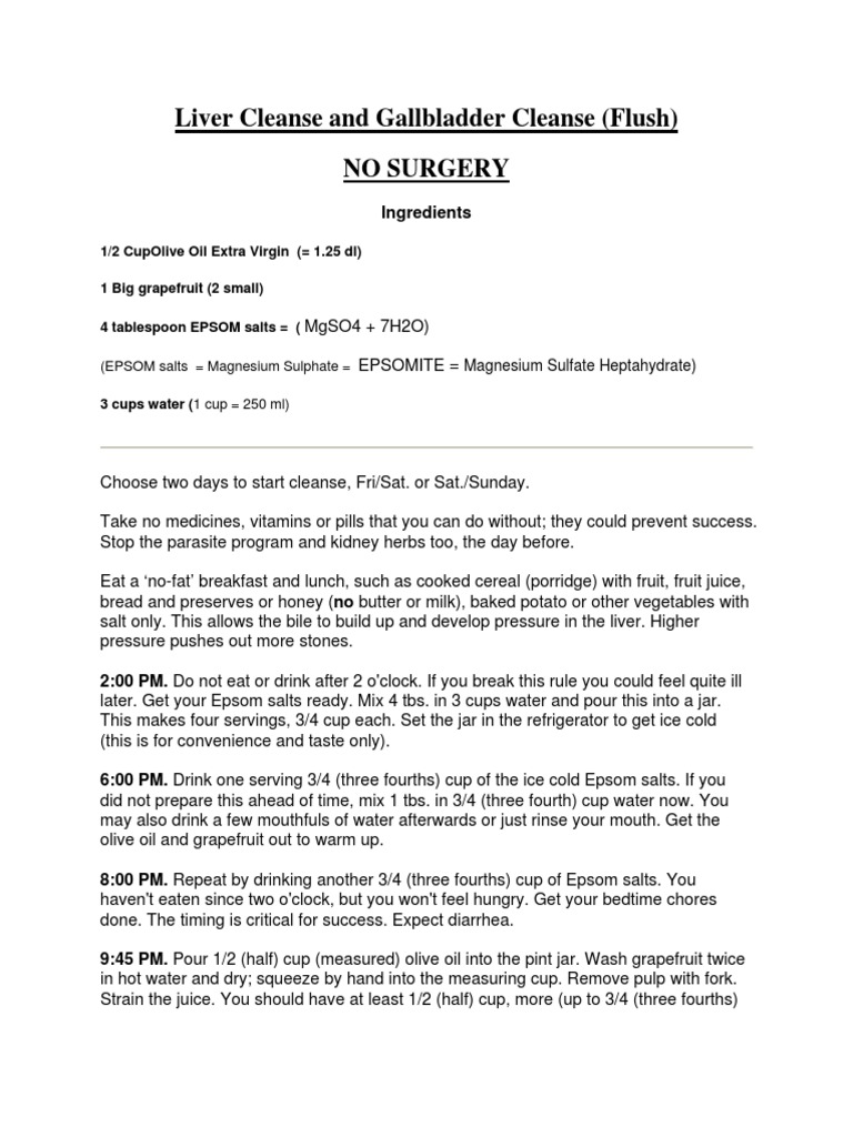 Liver Cleanse and Gallbladder Cleanse (Flush) No Surgery | PDF ...