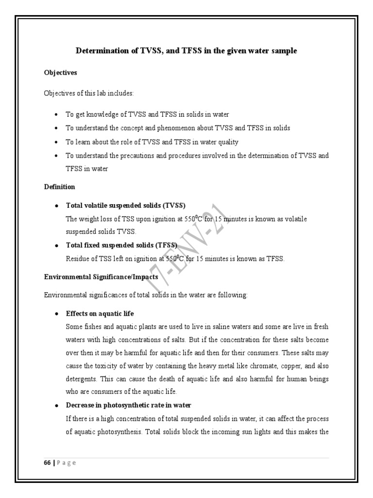 Determination of Total Volatile Solids in Lab | PDF | Aquatic Ecosystem ...
