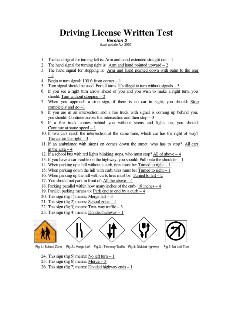 Driving Written Test | PDF | Driving Under The Influence | Traffic