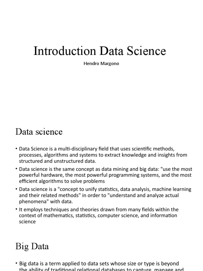 Introduction Data Science | PDF | Big Data | Data Mining