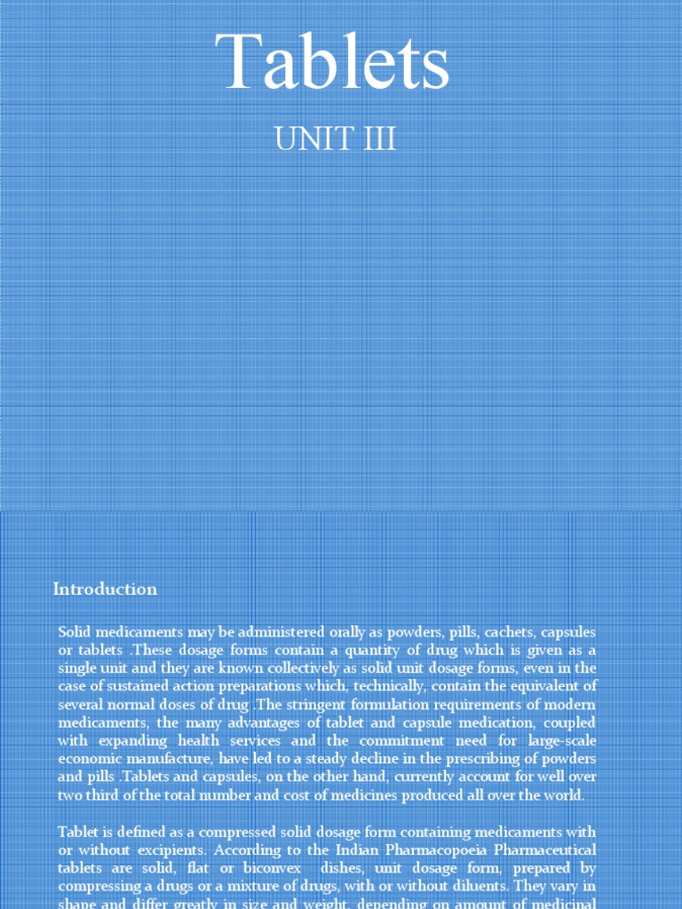 TABLETS | PDF | Tablet (Pharmacy) | Products Of Chemical Industry