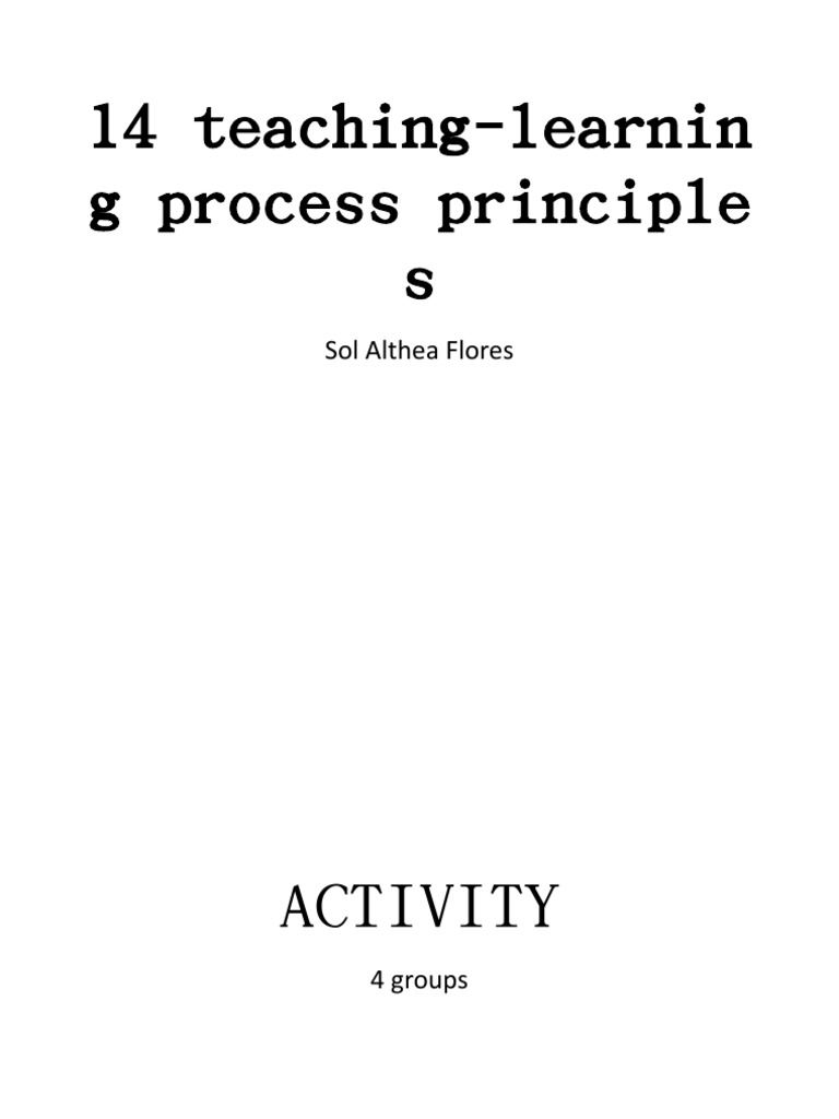 14 Teaching-Learning Process Principles | PDF | Metacognition | Motivation
