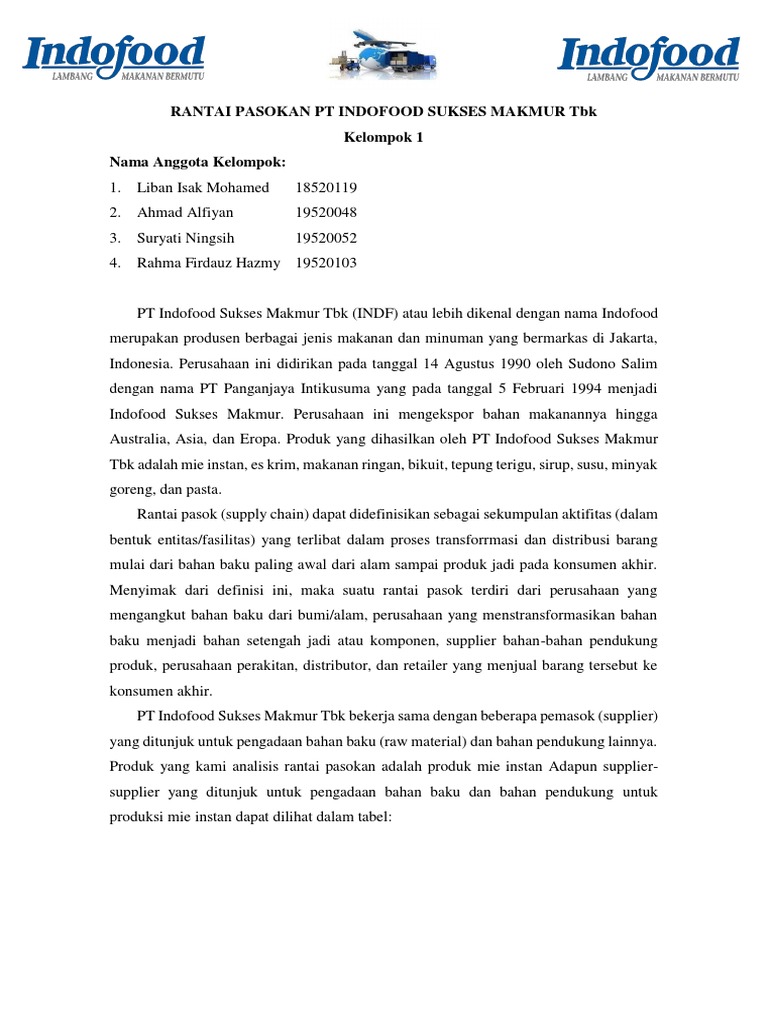 Rantai Pasokan Indofood Sukses Makmur | PDF